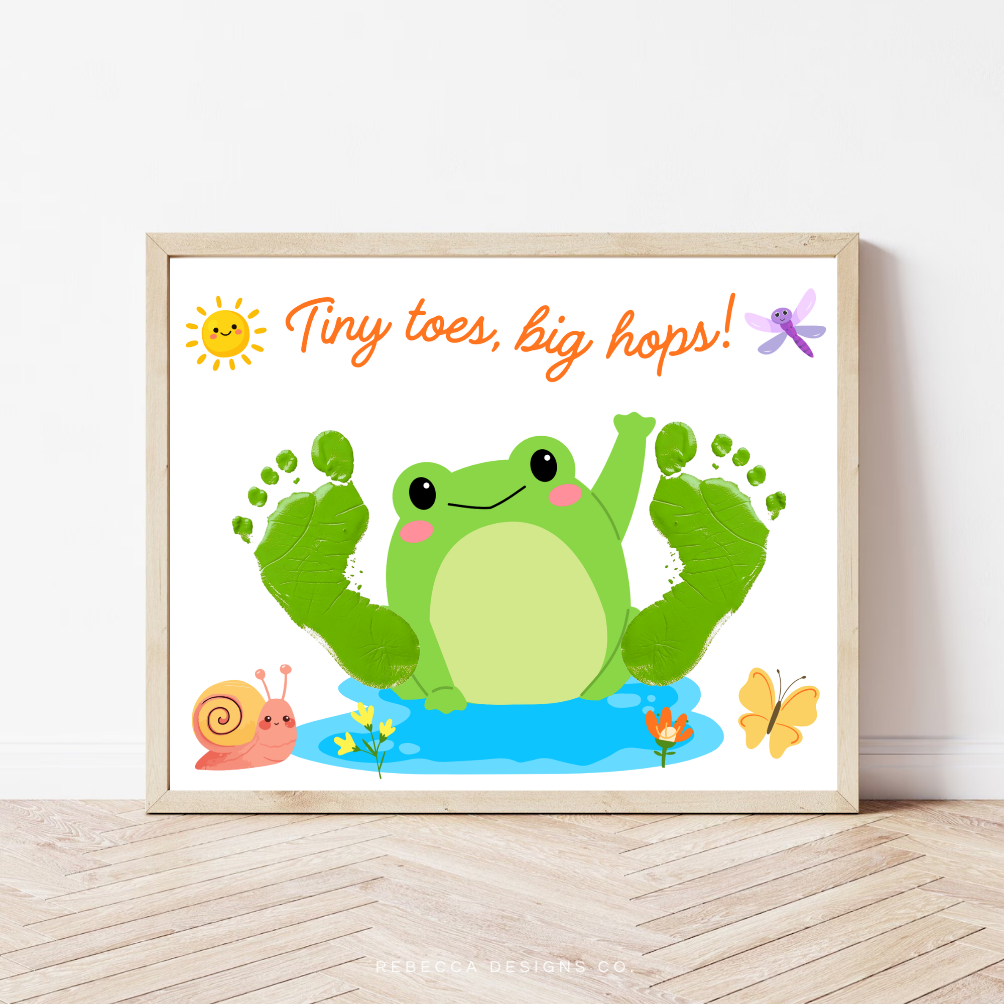 Frog Footprint Spring Preschool Craft - Rebecca Designs Co.